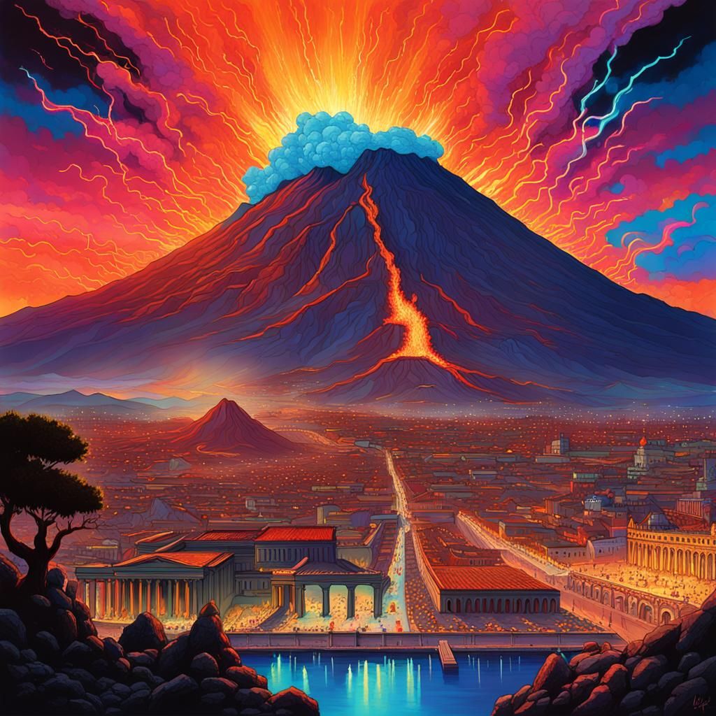 Eruption of Mount Vesuvius - AI Generated Artwork - NightCafe Creator