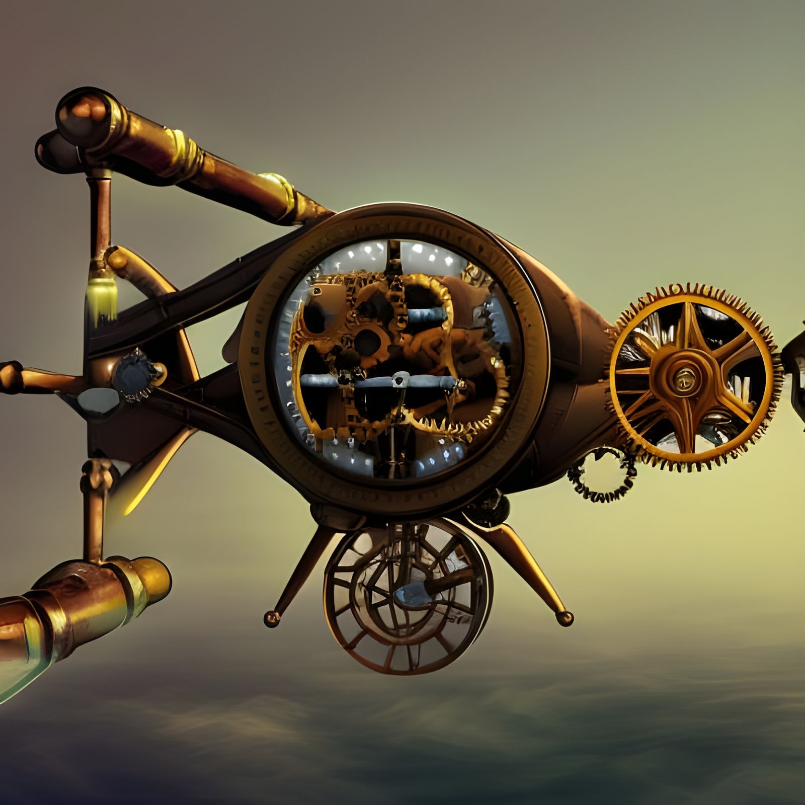 A digital illustration of a steampunk flying machine - AI Generated ...