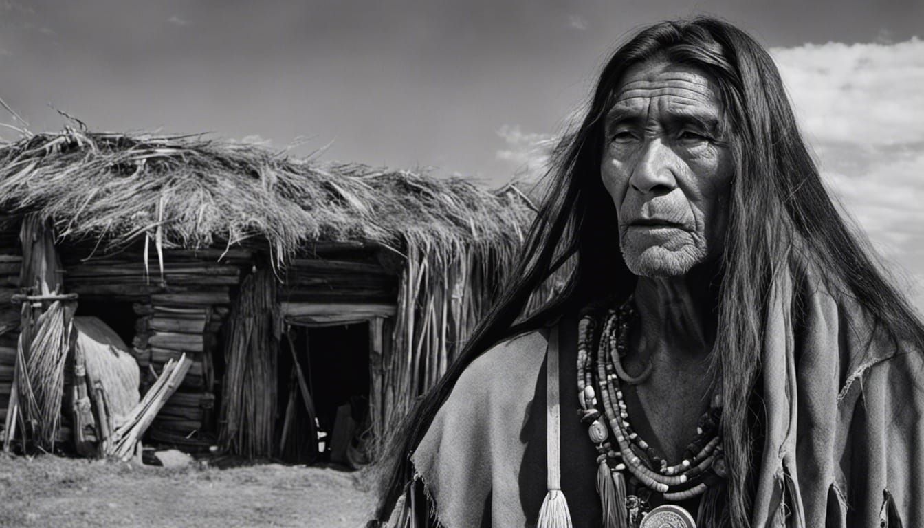 Native American Portrait: 1920s Black and White Ph... - AI Art