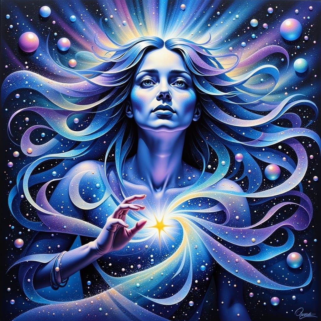 Magic cosmic woman - Cosmic Goddess Erupts in Radiant Glowin...