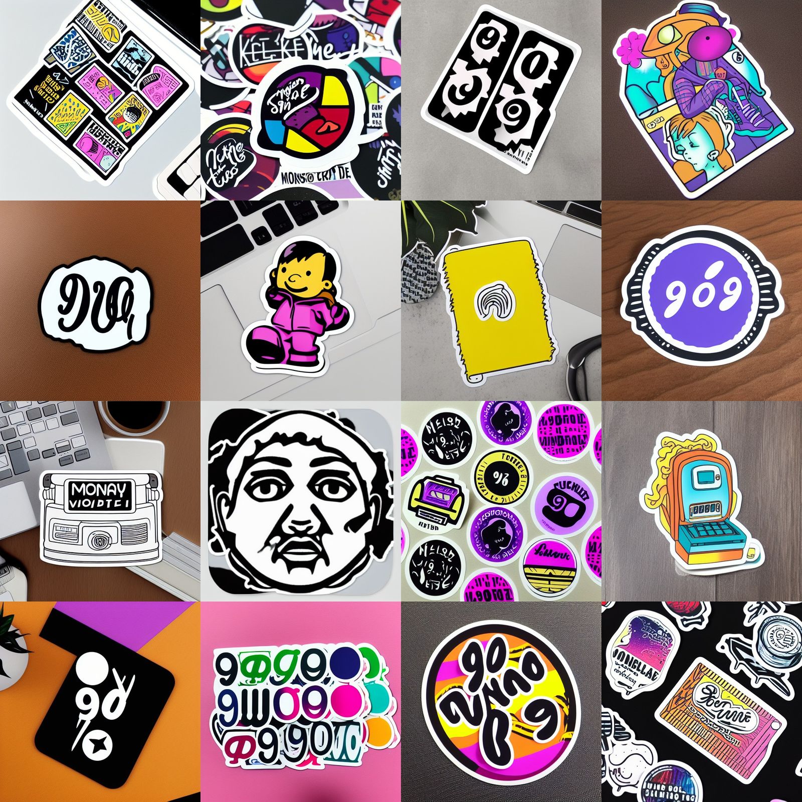 Monochromatic 90s Vibe Sticker - AI Generated Artwork - NightCafe Creator
