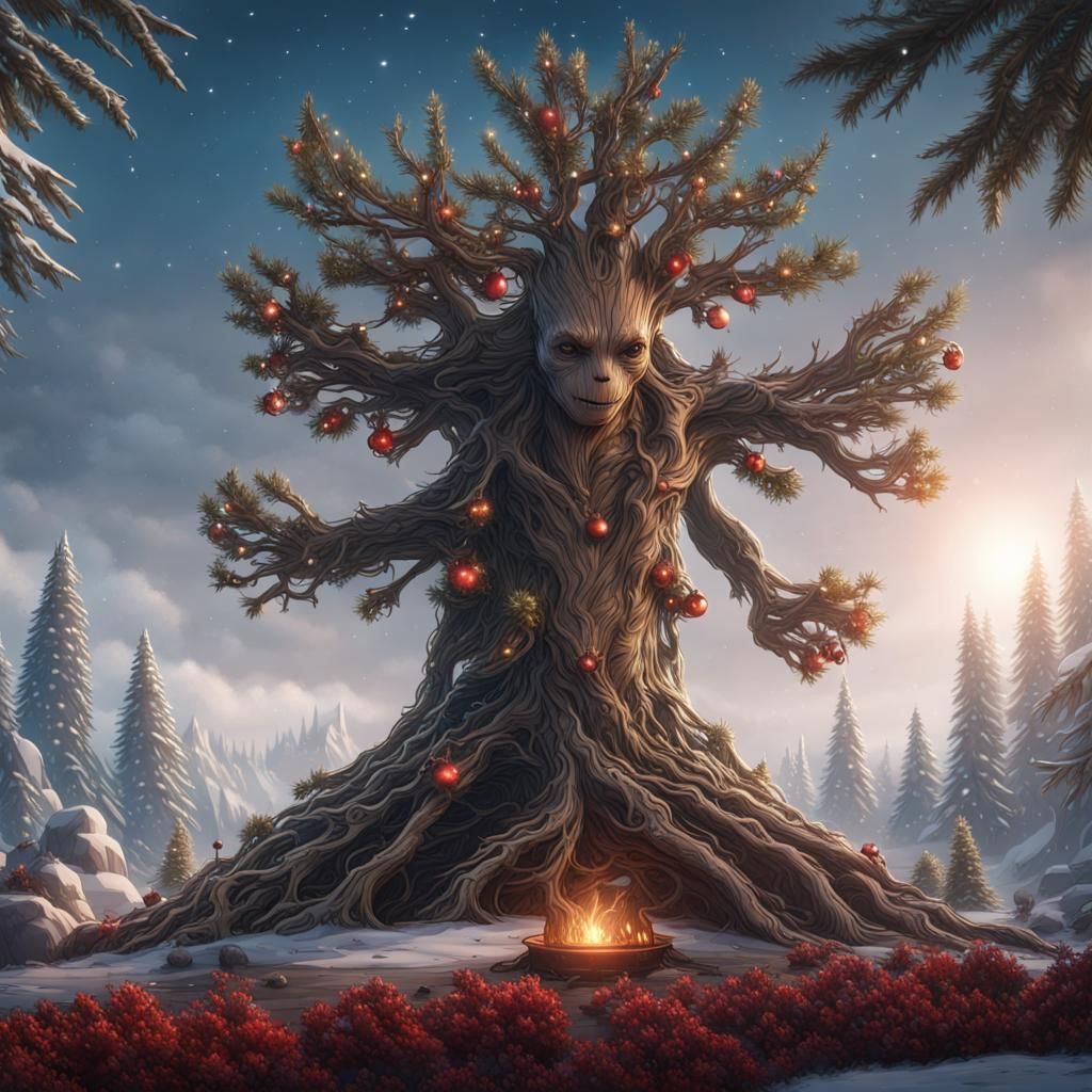 Christmas Groot - AI Generated Artwork - NightCafe Creator