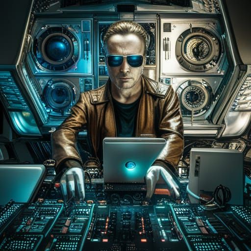 terminator dj set in space ship 1 - AI Generated Artwork - NightCafe ...