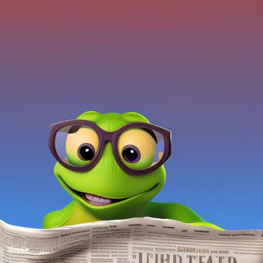 Turtle reading the newspaper - AI Generated Artwork - NightCafe Creator