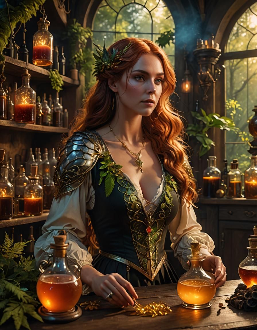 Alchemist brewing magical potions - AI Generated Artwork - NightCafe Creator