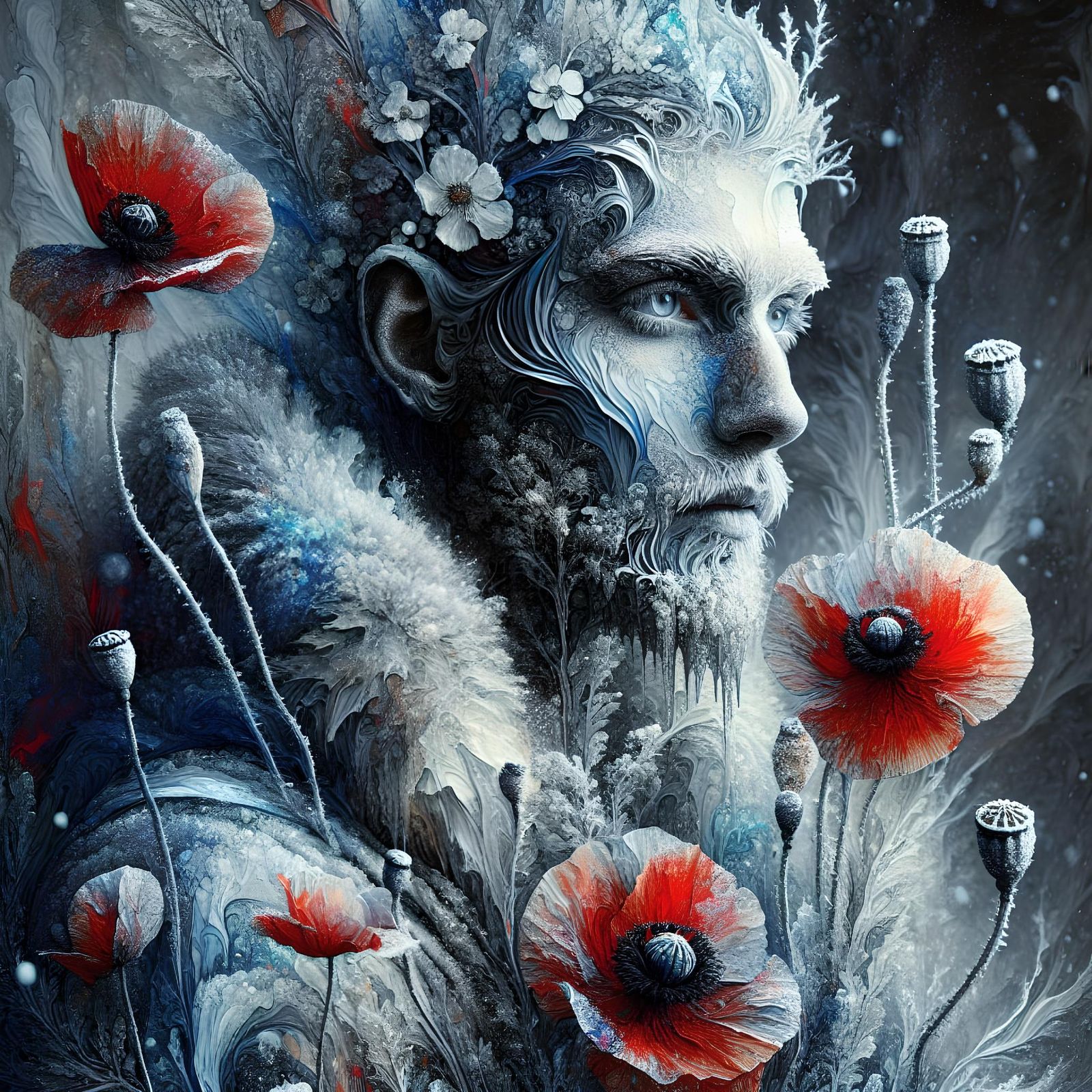 Iced poppies - AI Generated Artwork - NightCafe Creator