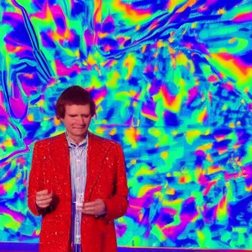 Clive Hendricks; English a meteorologist in retro 70s style; glitchy ...