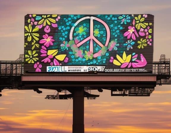 Beautiful Peace sign billboard - AI Generated Artwork - NightCafe Creator