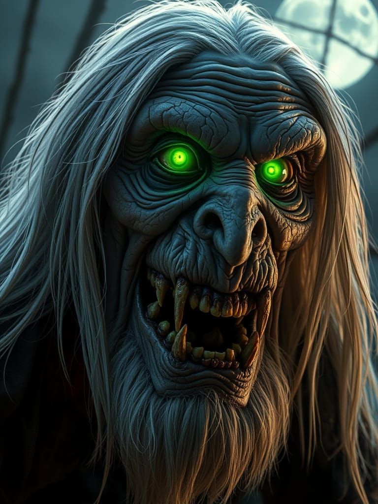 Ancient Baba Yaga Witch in Photorealistic Darkness - AI Art