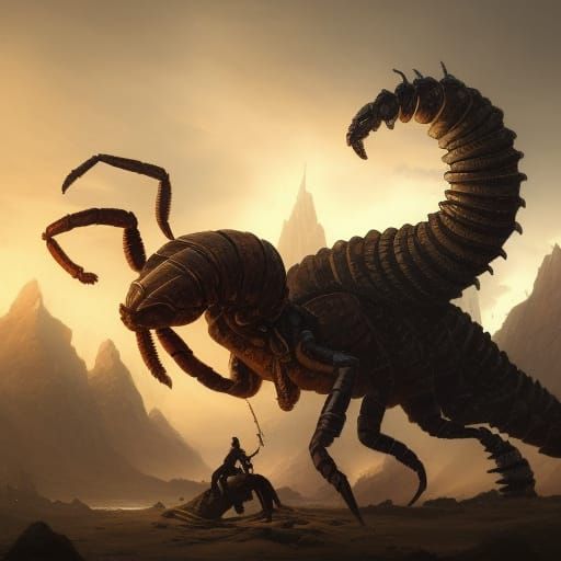 Giant scorpion, with rider - AI Generated Artwork - NightCafe Creator