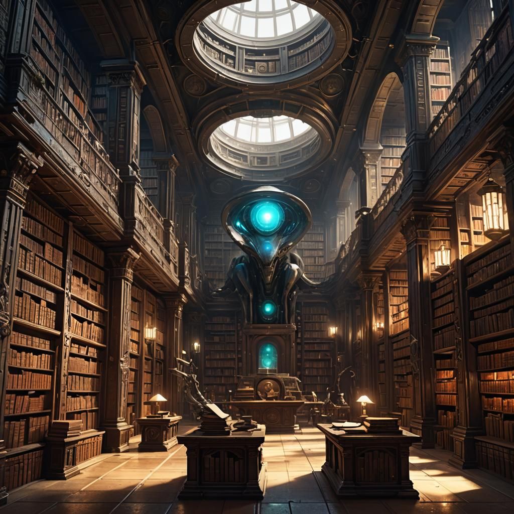 Ancient Aliens Library - AI Generated Artwork - NightCafe Creator