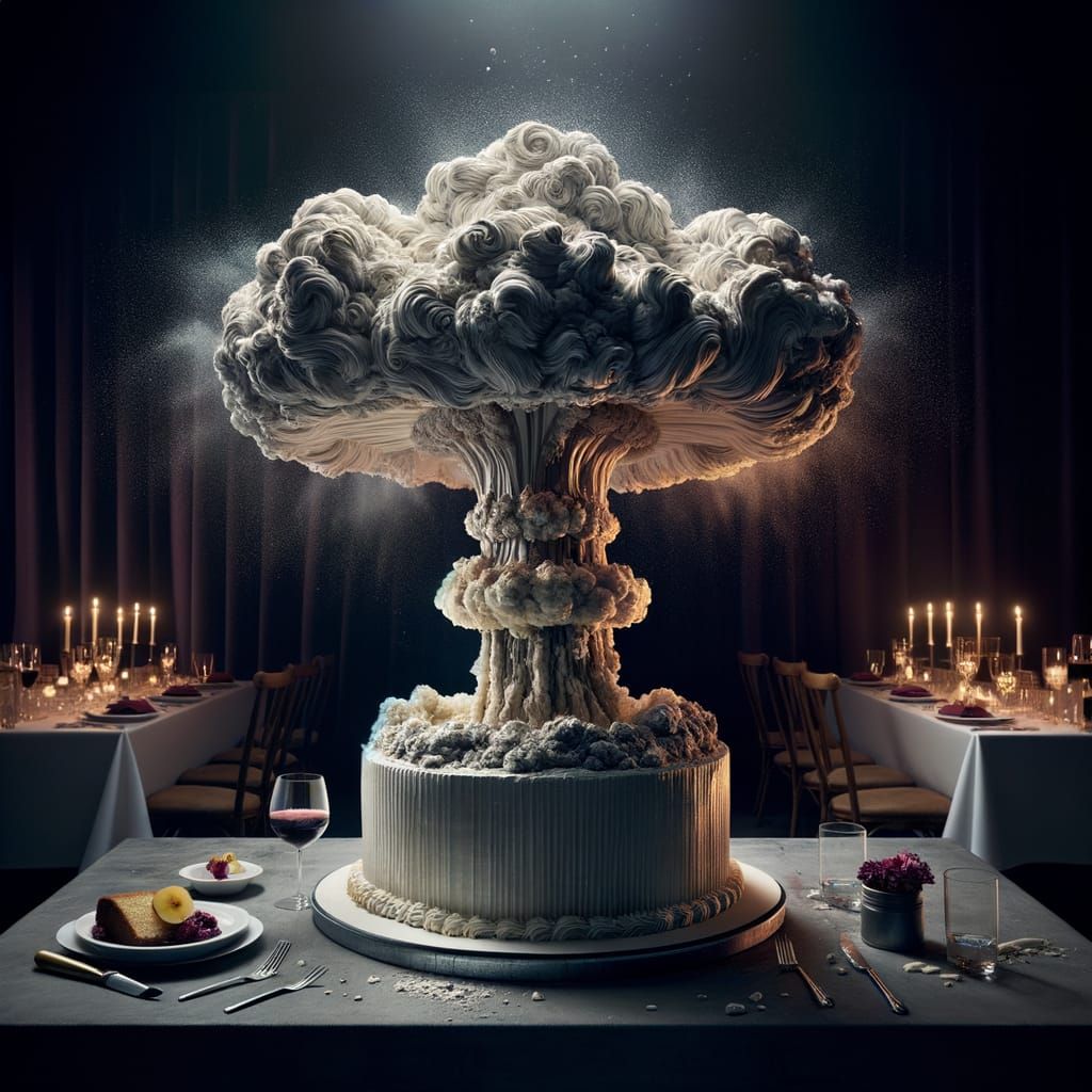 Atomic mushroom cake - AI Generated Artwork - NightCafe Creator