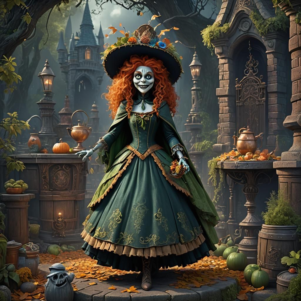 hatbox ghost dressed like princess merida - AI Generated Artwork ...