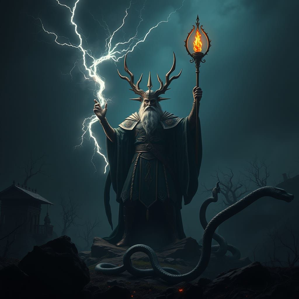 God of Justice and Life in Dark Baltic Allegory - AI Art