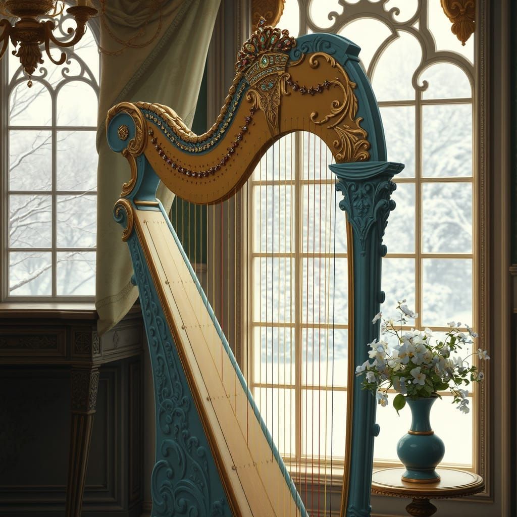 Protagonista arpa 3 - Ethereal Harp in Opulent Victorian Sty...