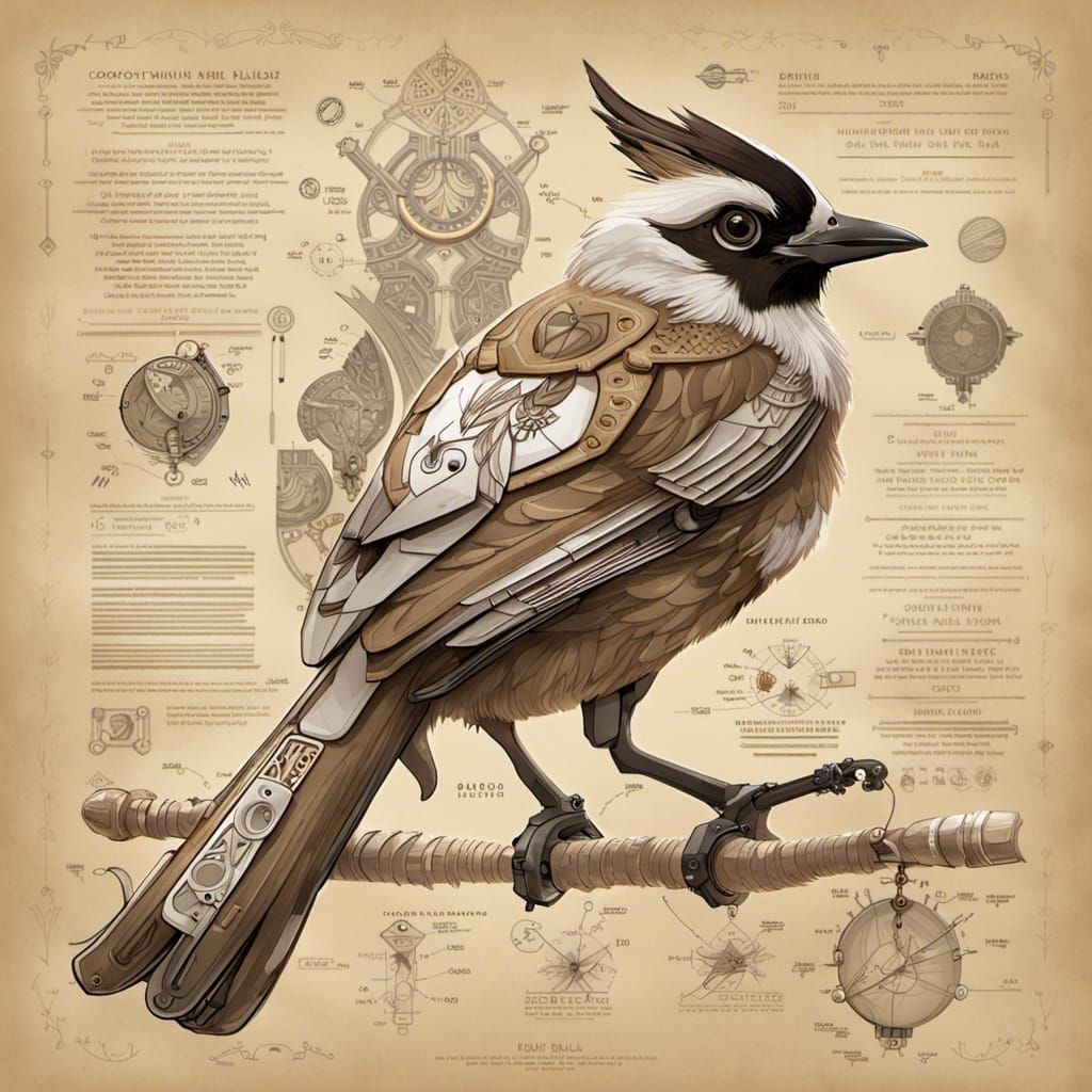 concept designs of a Light-vented Bulbul bird toy, brown and white ...