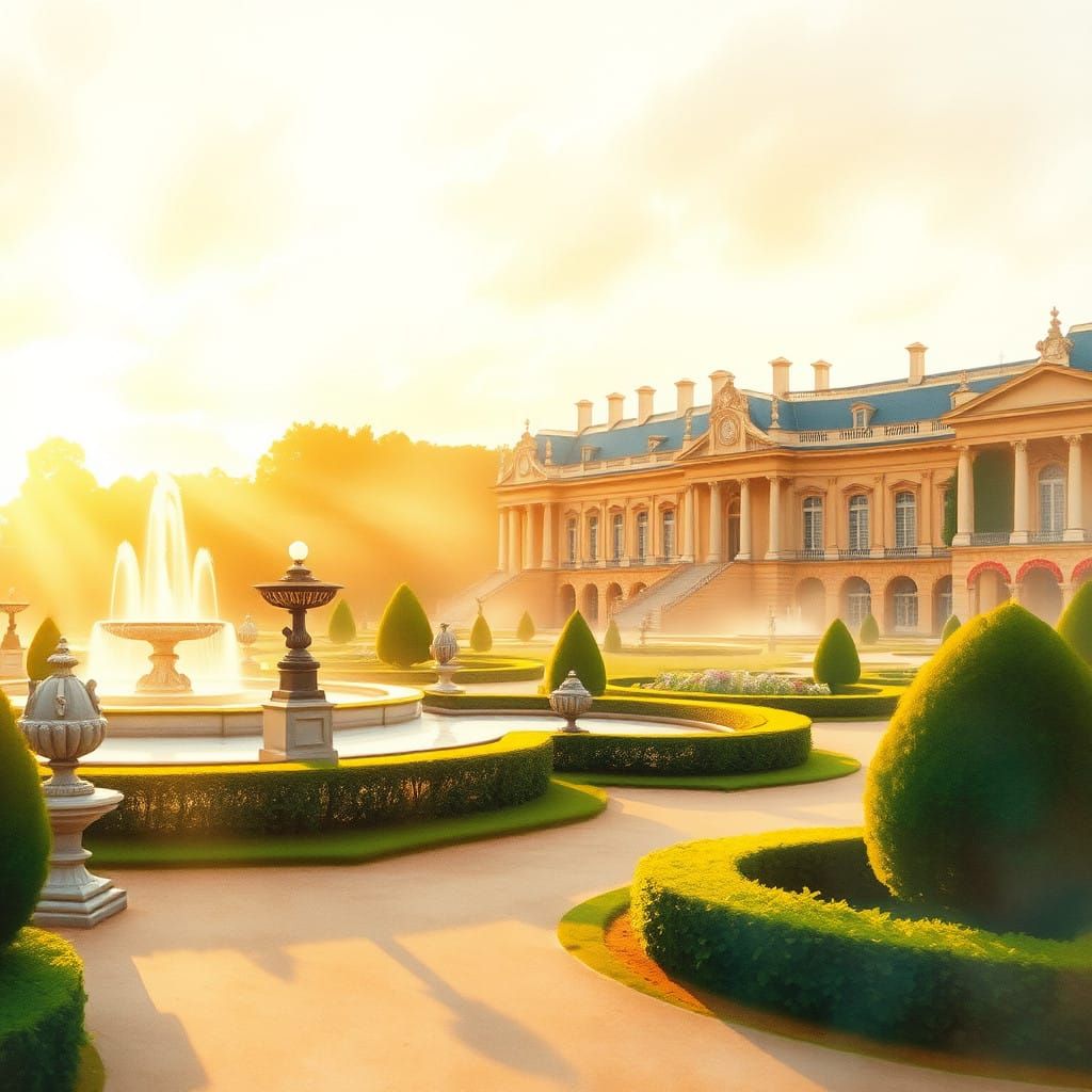 Versailles - Ethereal Versailles at Sunset, Impressionistic...