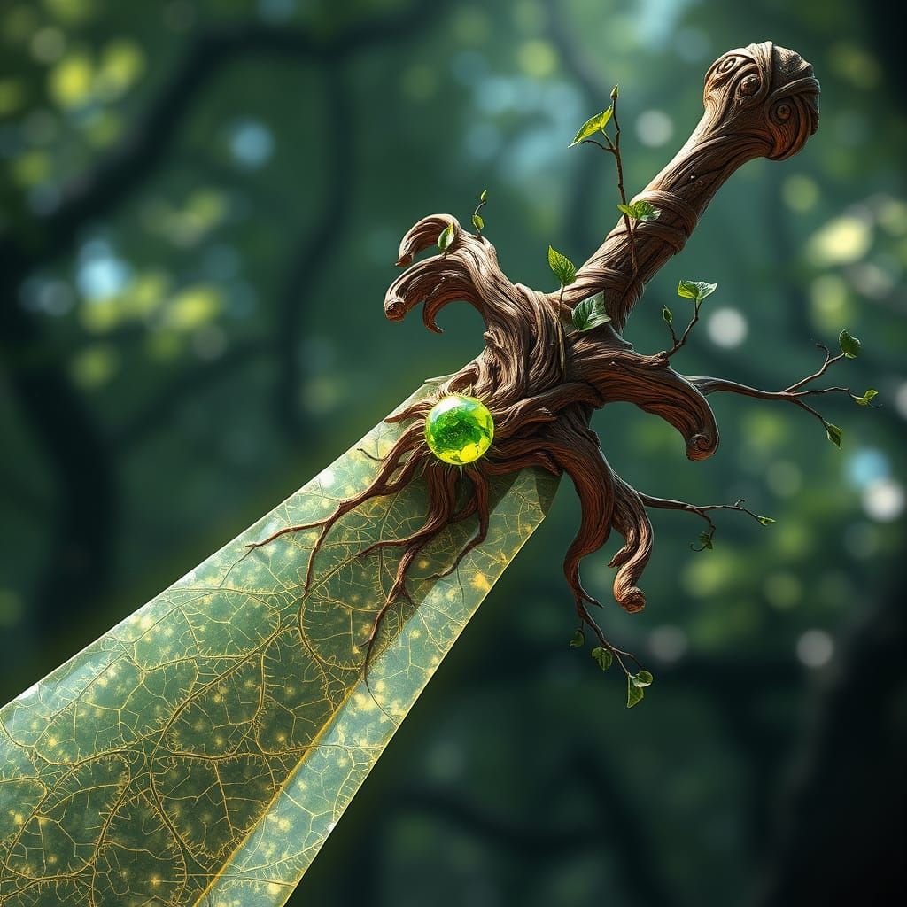 Majestic Nature Sword Born from the Heart of the F... - AI Art