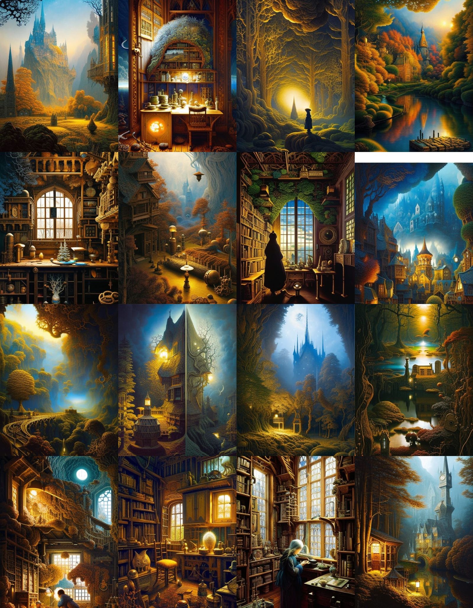 crazy detailed scientist brewing potions in complex scientific ...