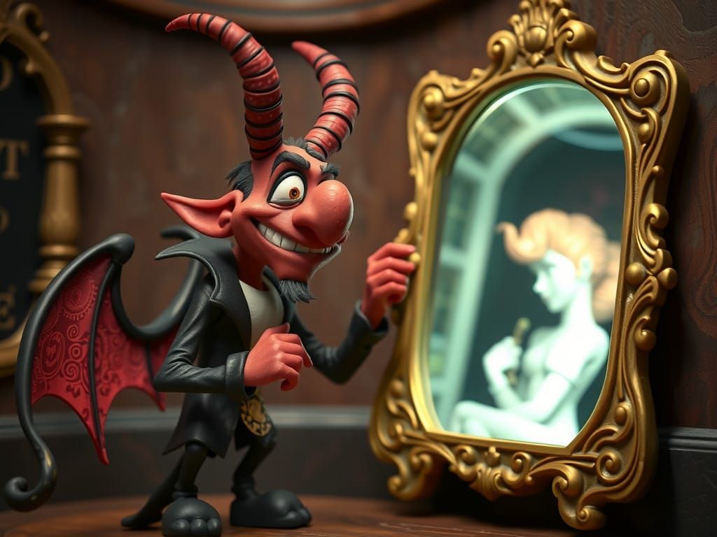 Mephistopheles showing Faust the vision of Helen of Troy in magic mirror
