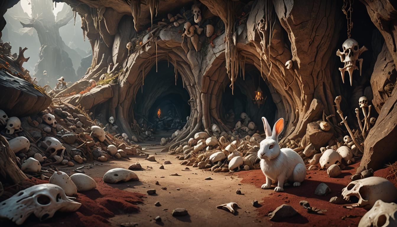 Monty Python's Killer Rabbit of Caerbannog in his pad. - AI Generated ...
