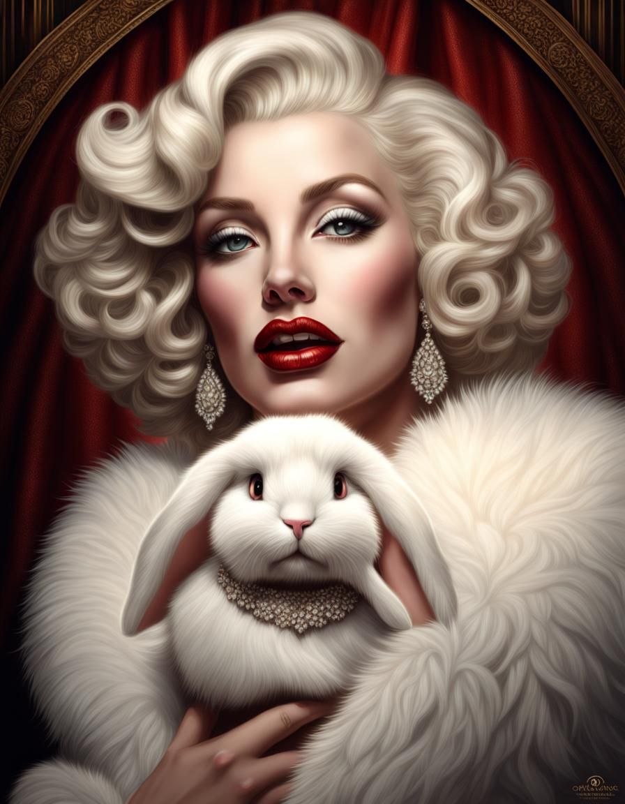 "portrait of an anthropomorphic Angora Rabbit as Marilyn Monroe: highly ...
