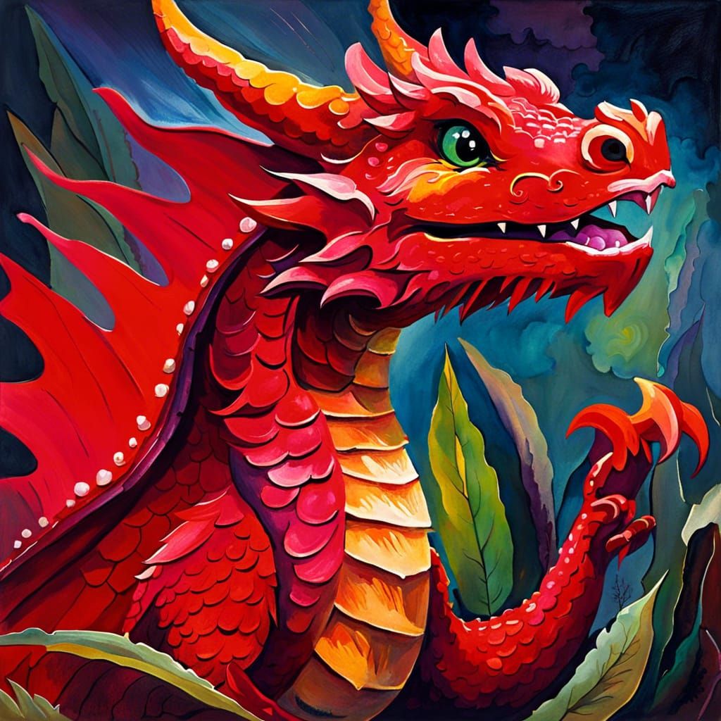 A cute friendly red dragon - AI Generated Artwork - NightCafe Creator
