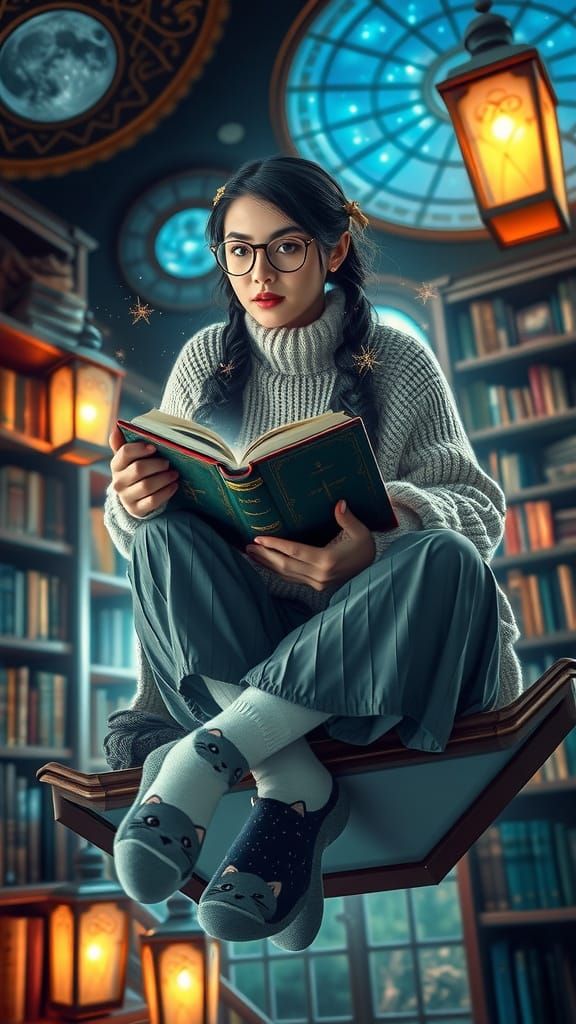 Starlight Librarian: Moonlit Pages - Enchanted Celestial Lib...