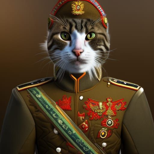 realistic Cat in Russian military coat - AI Generated Artwork ...