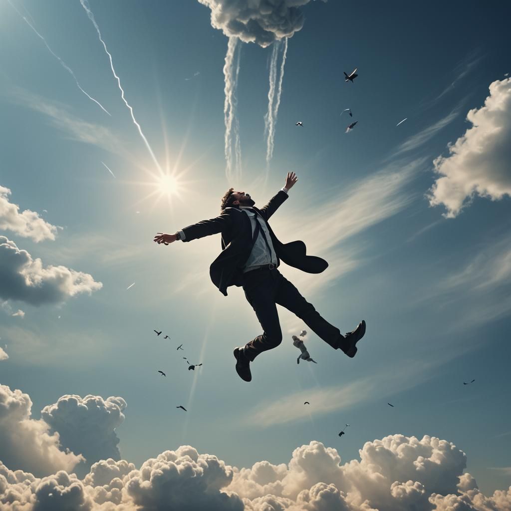 A man falling into the atmosphere - AI Generated Artwork - NightCafe ...