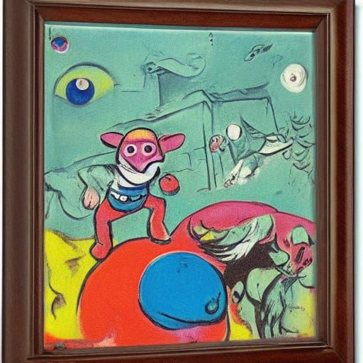 Surrealist Mice Invade a Vibrant Mars Landscape - AI Art