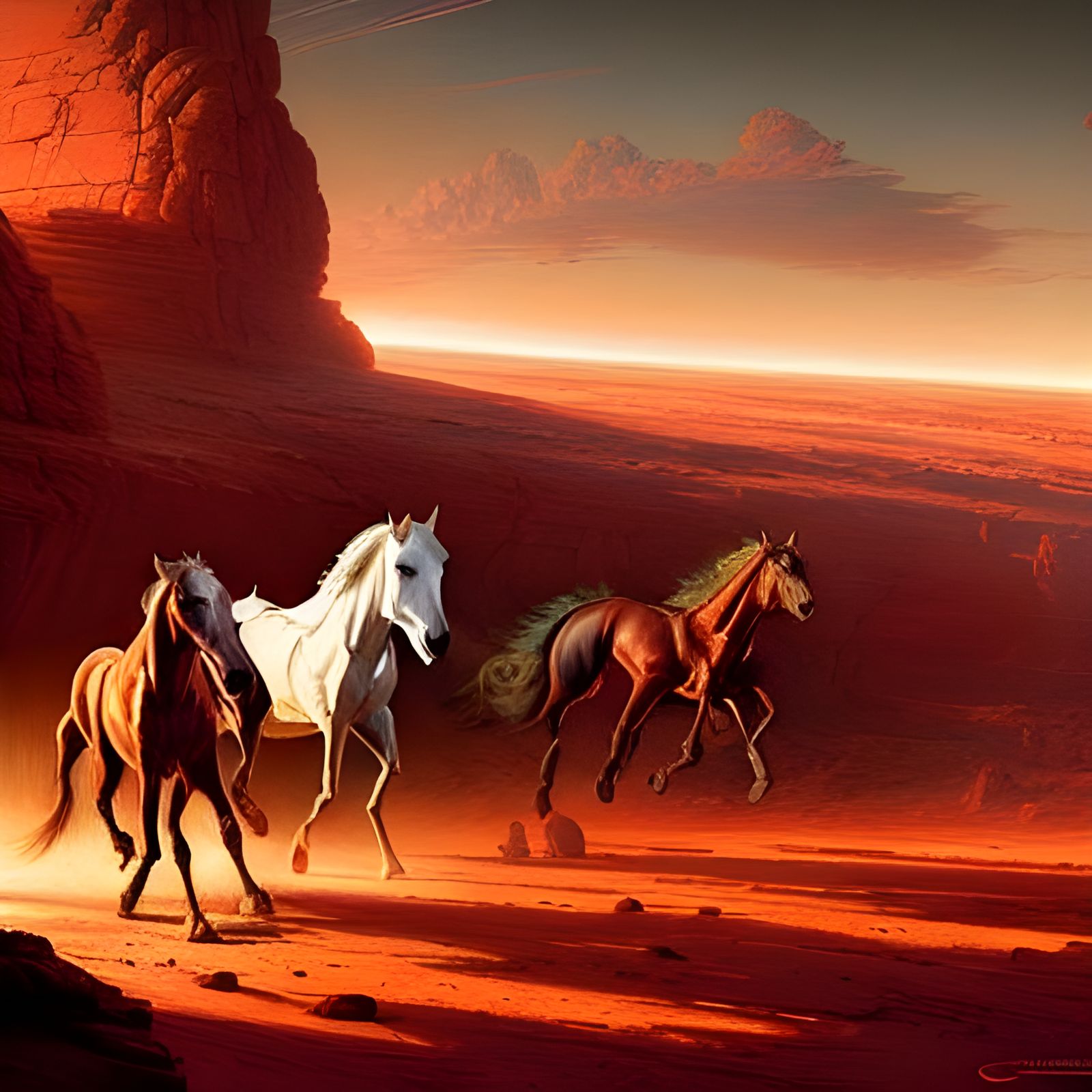 Horses On Mars - AI Generated Artwork - NightCafe Creator