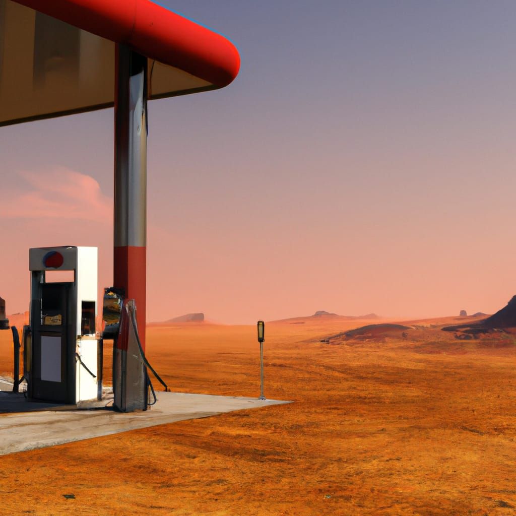 Gas station on Mars - AI Generated Artwork - NightCafe Creator