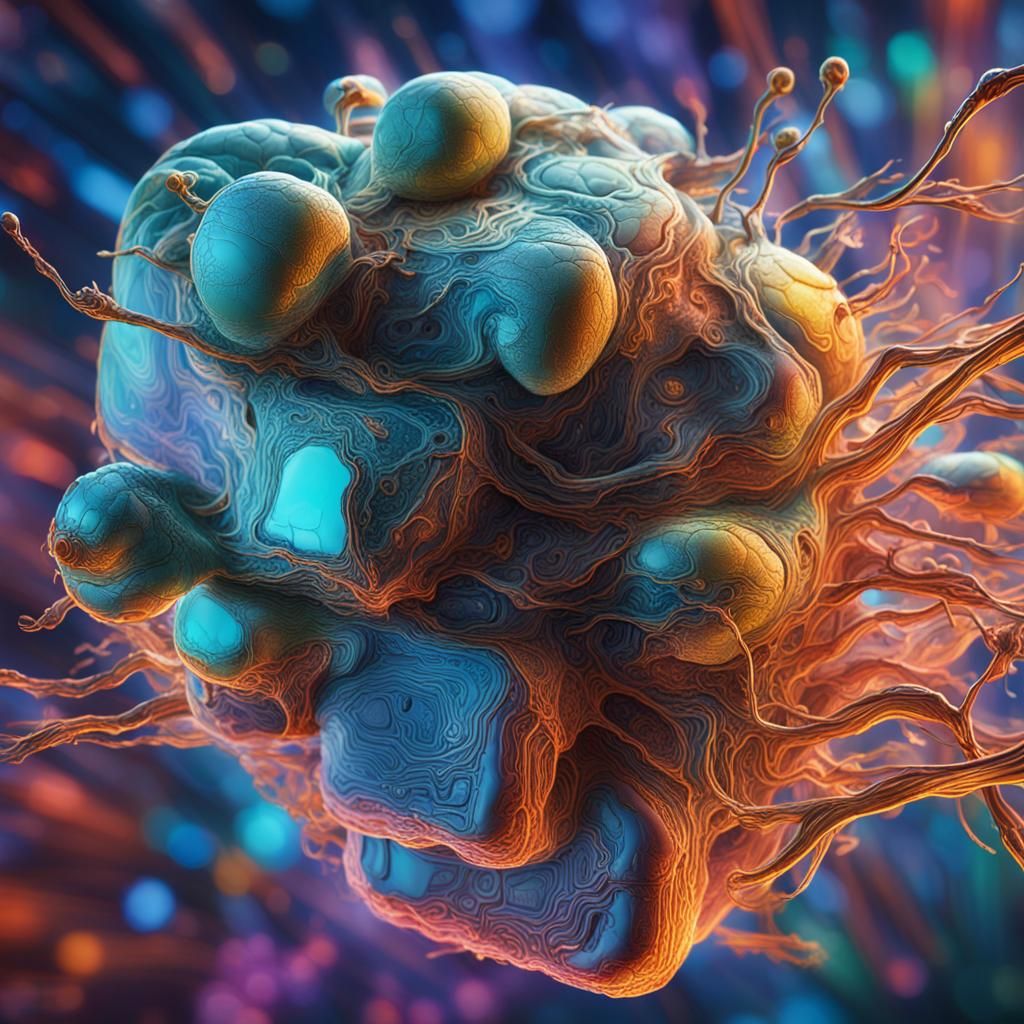 Microview of deformed biological mass, semi-translucent air sacs ...