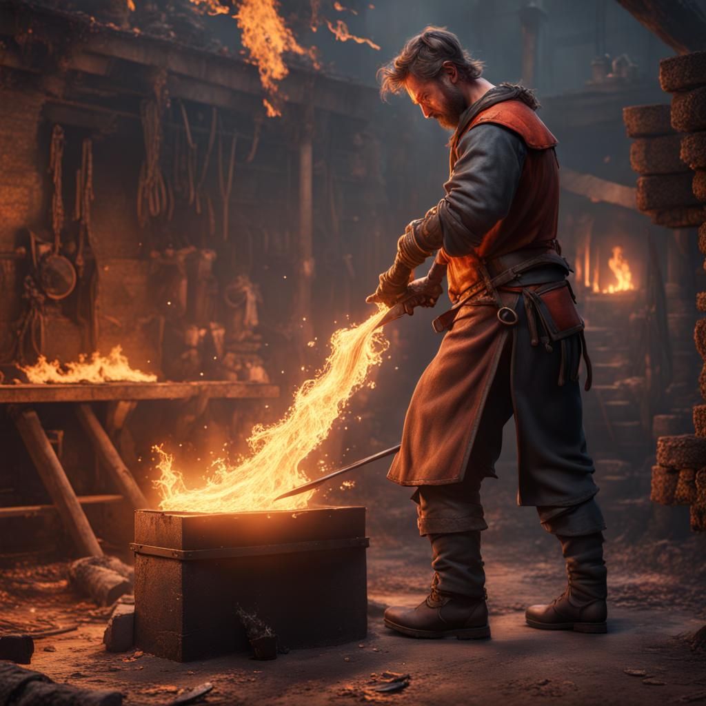 Fire wielding blacksmith - AI Generated Artwork - NightCafe Creator