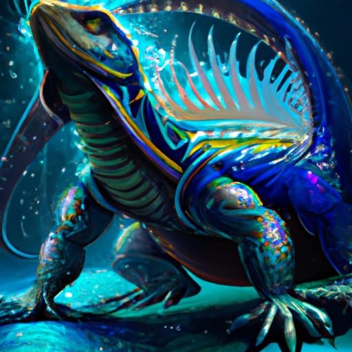 Alien Iizard warrior big guns anthropomorphic blue green scaly ...