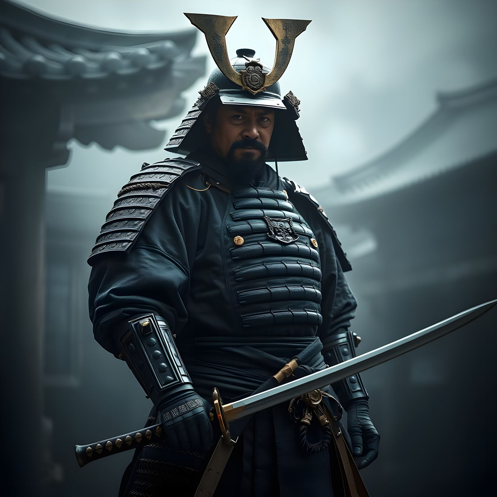 An image of a samurai warrior holding a Elemental Swords, a picture ...