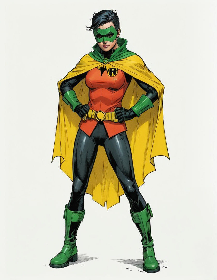 Gotham's Green Guardian: A Female Robin in Epic Pr... - AI Art