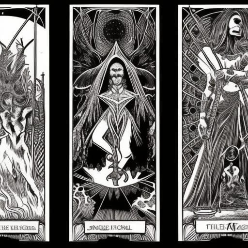 Tarot Card Art, Masterpiece, Hyperdetailed, intricate line work, 1980s ...