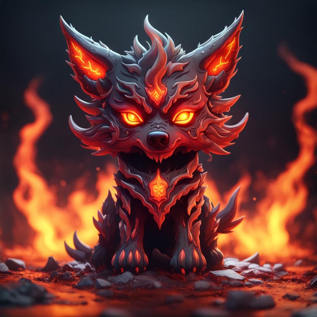 Chibi demonic Hellfire wolf - AI Generated Artwork - NightCafe Creator