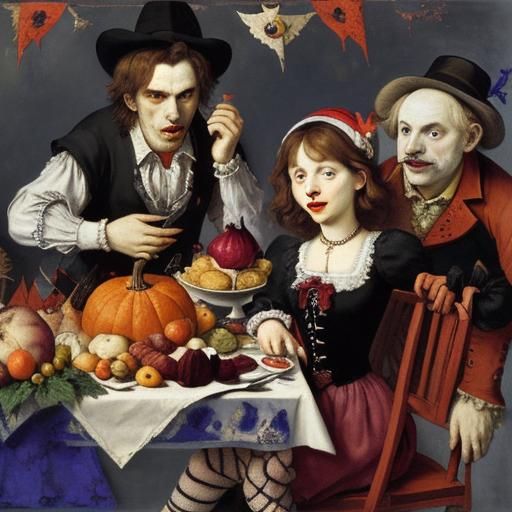 Vampire's Beet Feast: Thanksgiving in Art Styles - AI Art