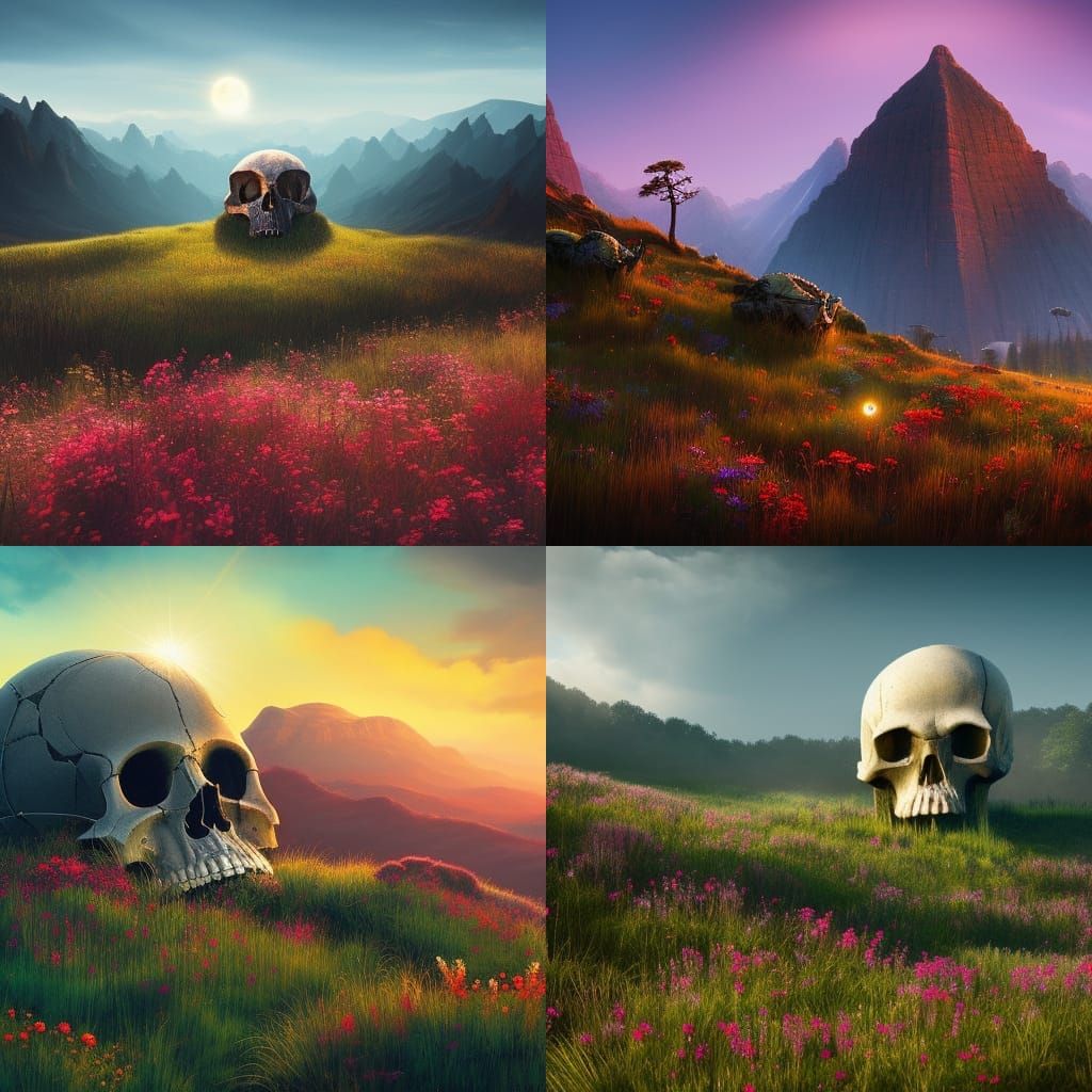 Hillside Skull - AI Generated Artwork - NightCafe Creator