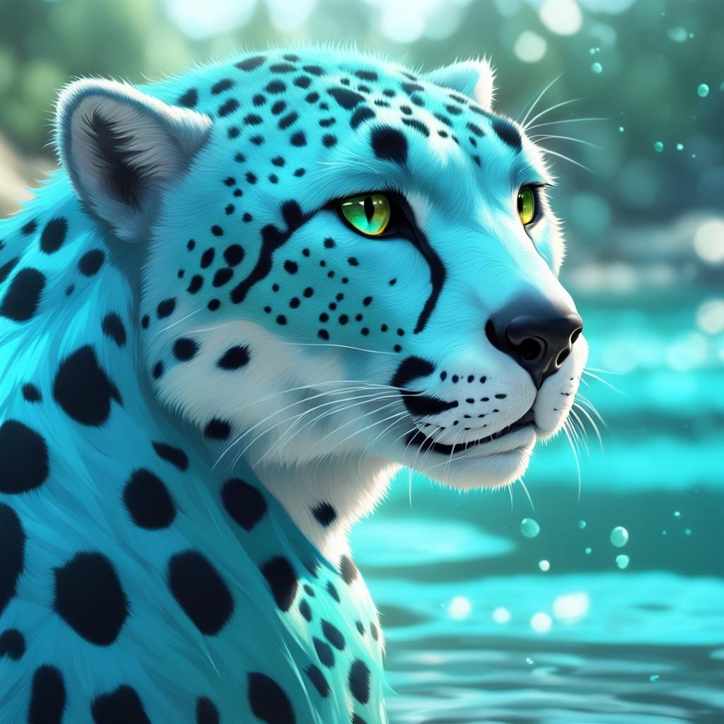 Aqua cheetah - AI Generated Artwork - NightCafe Creator