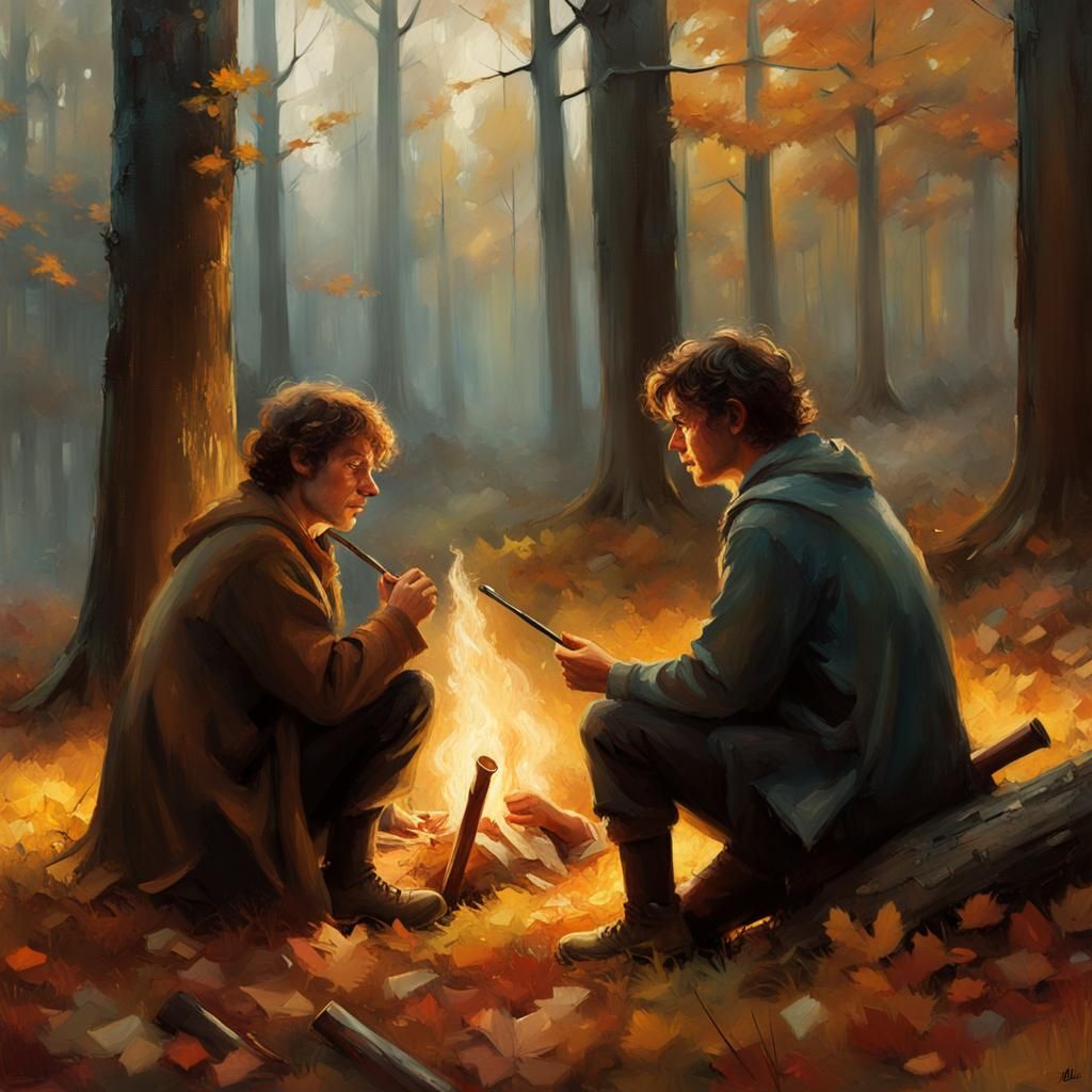 Frodo Baggins & Harry Potter sharing a few pipe bowls on a late Autumn ...