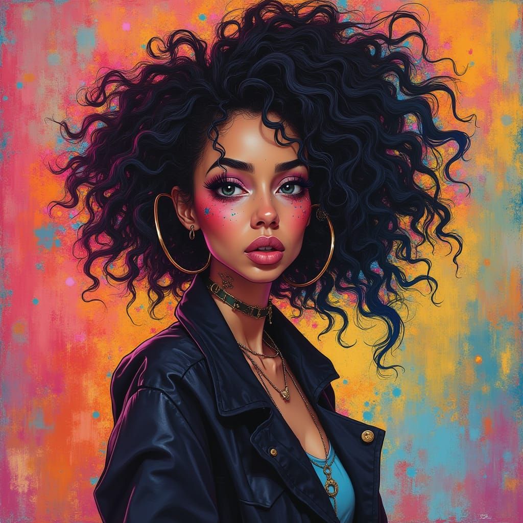 Abstract female 1990s nerd vibes artsy style artist busy into zone ...