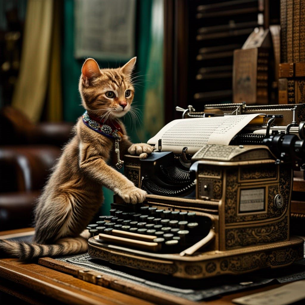 Typewriter Cat - AI Generated Artwork - NightCafe Creator