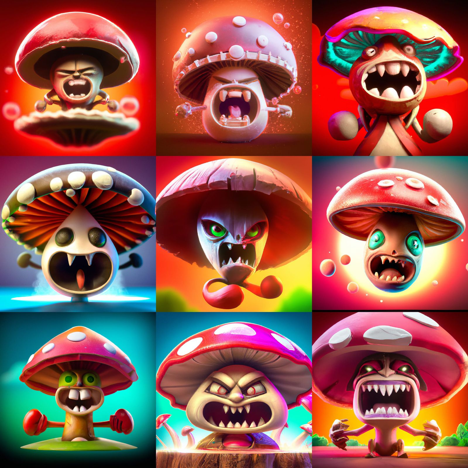 "Mushroom" Screaming Bloody Face Anime Ninja In Battle Portrait, Pixar ...