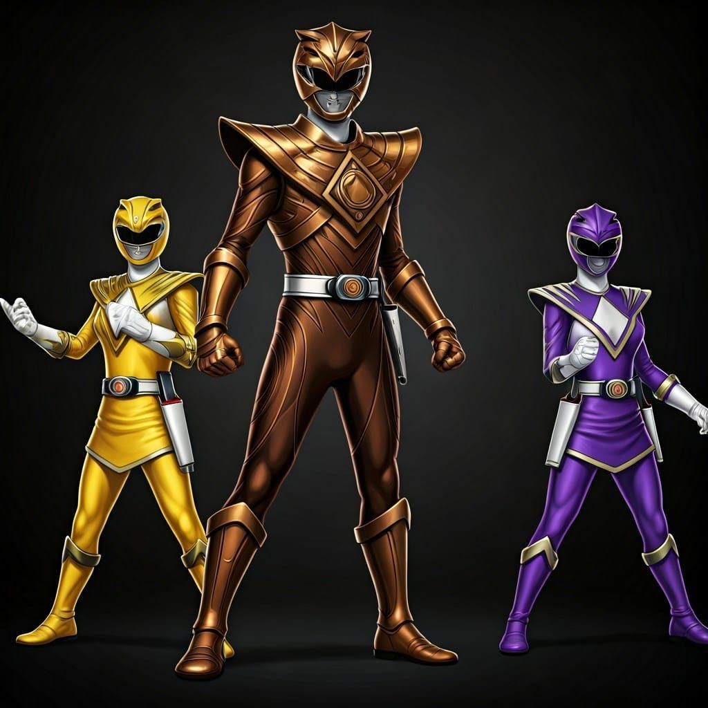 Bronze Power Ranger full length costume spirit of the wolf standing ...