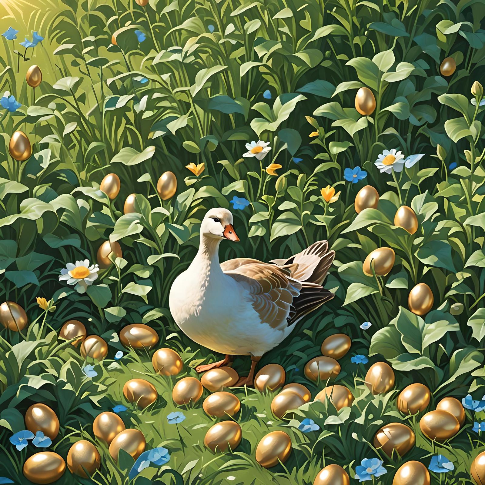 "Jack and the Beanstalk" Goose And Her Golden Eggs - AI Generated ...