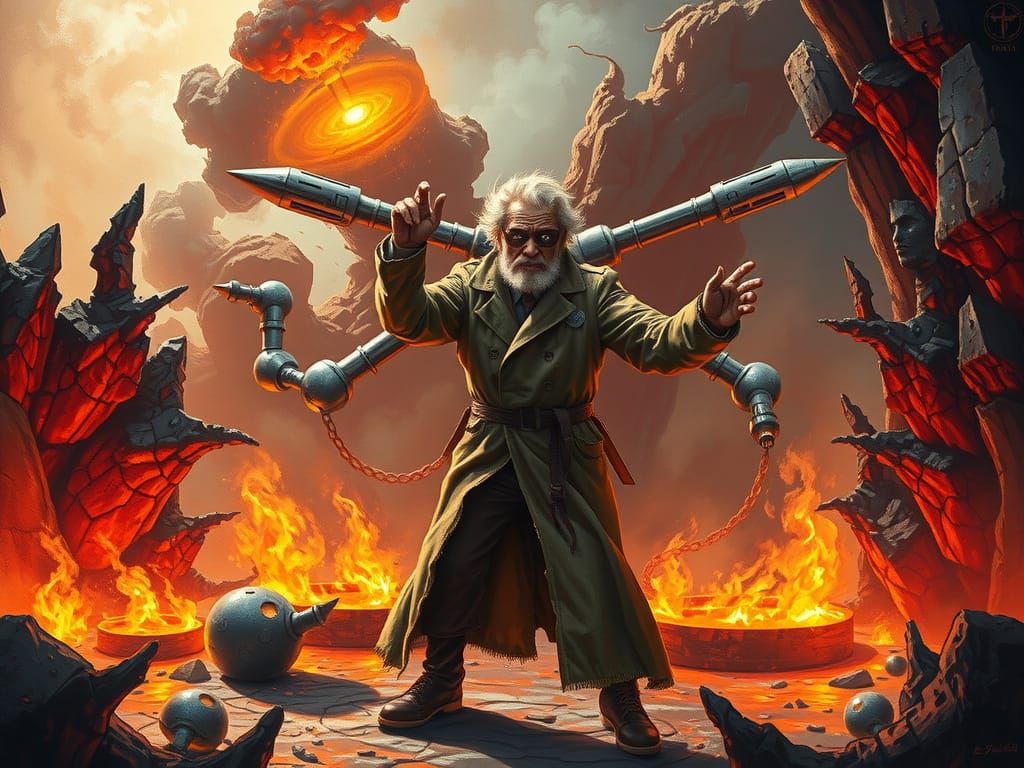 Mad Scientist Creates Atomic Bomb in Hellish Labor... - AI Art